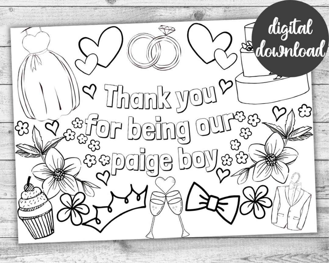 Thank You for Being Our Paige Boy Printable Colouring Page. Wedding ...