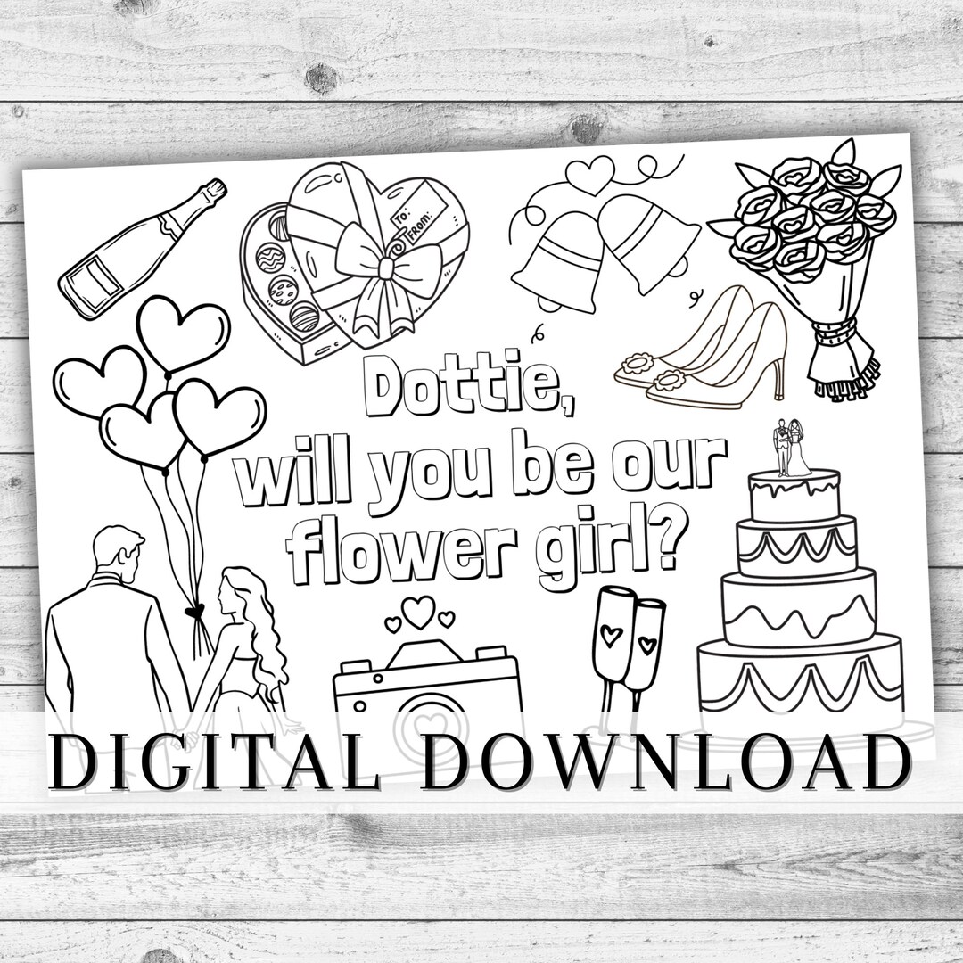 Will You Be Our Flower Girl DIGITAL Colouring Page for Proposal Box ...