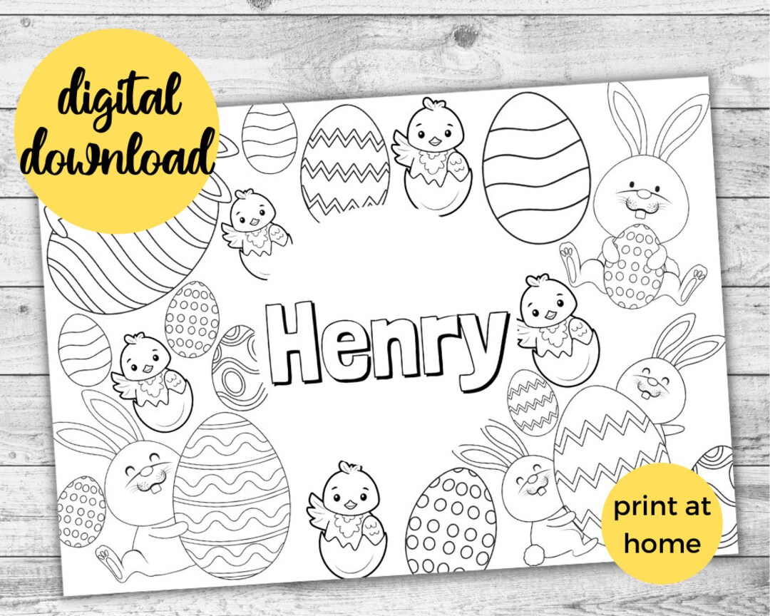 EASTER Colouring Printable DIGITAL Page. Egg Hunt Celebration Prize ...