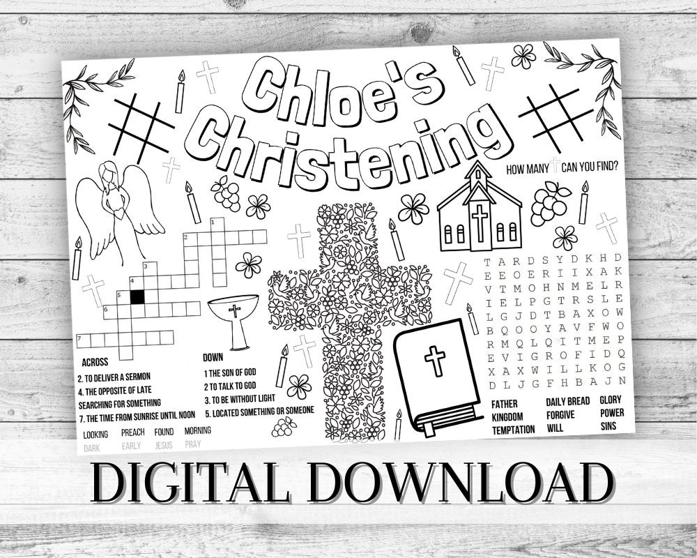 Personalised Christening Activity. Children's Printable - Etsy