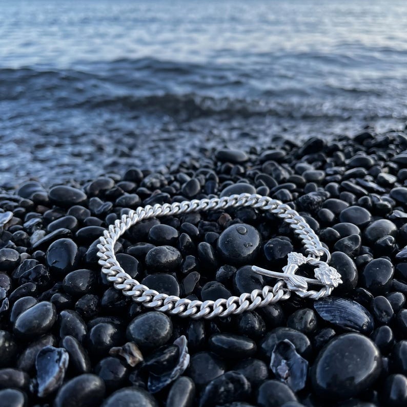 925 Sterling Silver Curb Chain Anklet With Rose Toggle Clasp, 3mm-8mm ...