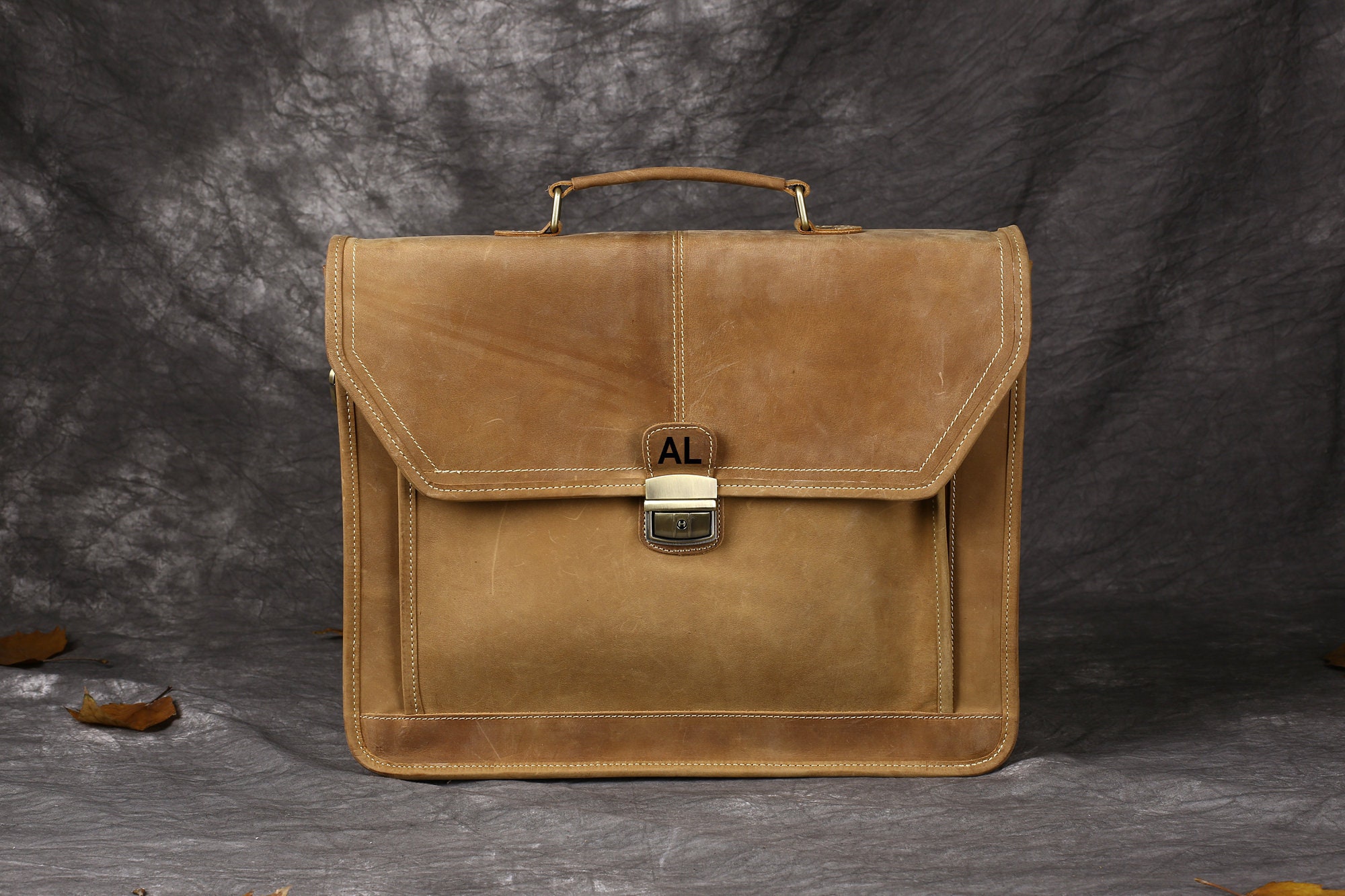 Full Grain Leather Briefcase Personalized Leather Briefcase - Etsy