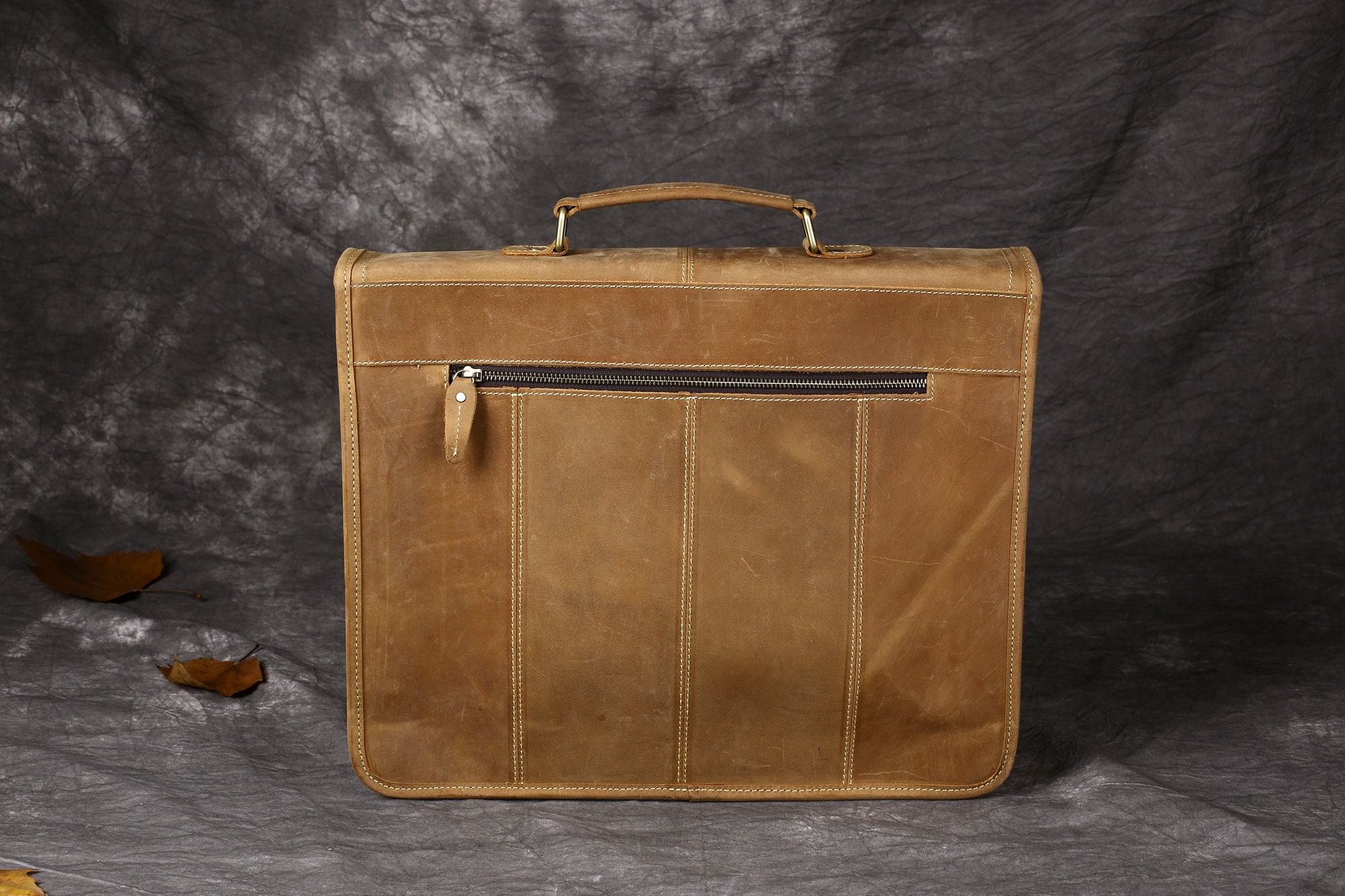 Full Grain Leather Briefcase Personalized Leather Briefcase - Etsy