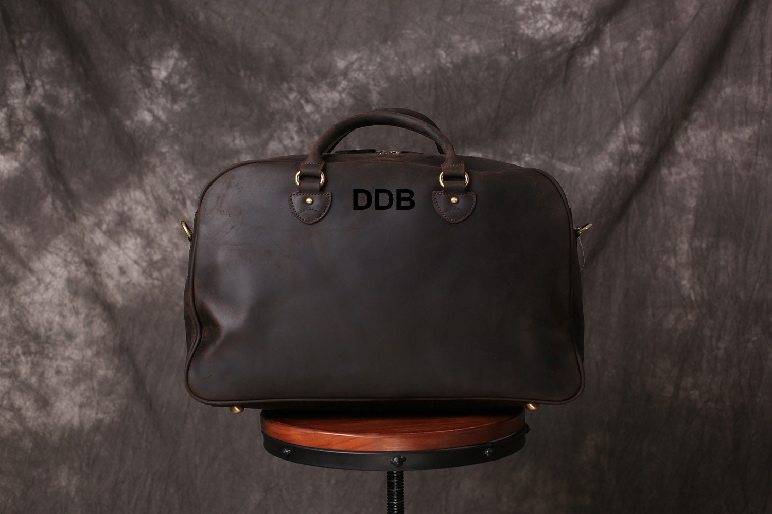 Personalized Leather Travel Duffel Bag: Carry-on Weekend Holdall ...