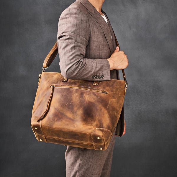 Large Leather Tote - Etsy