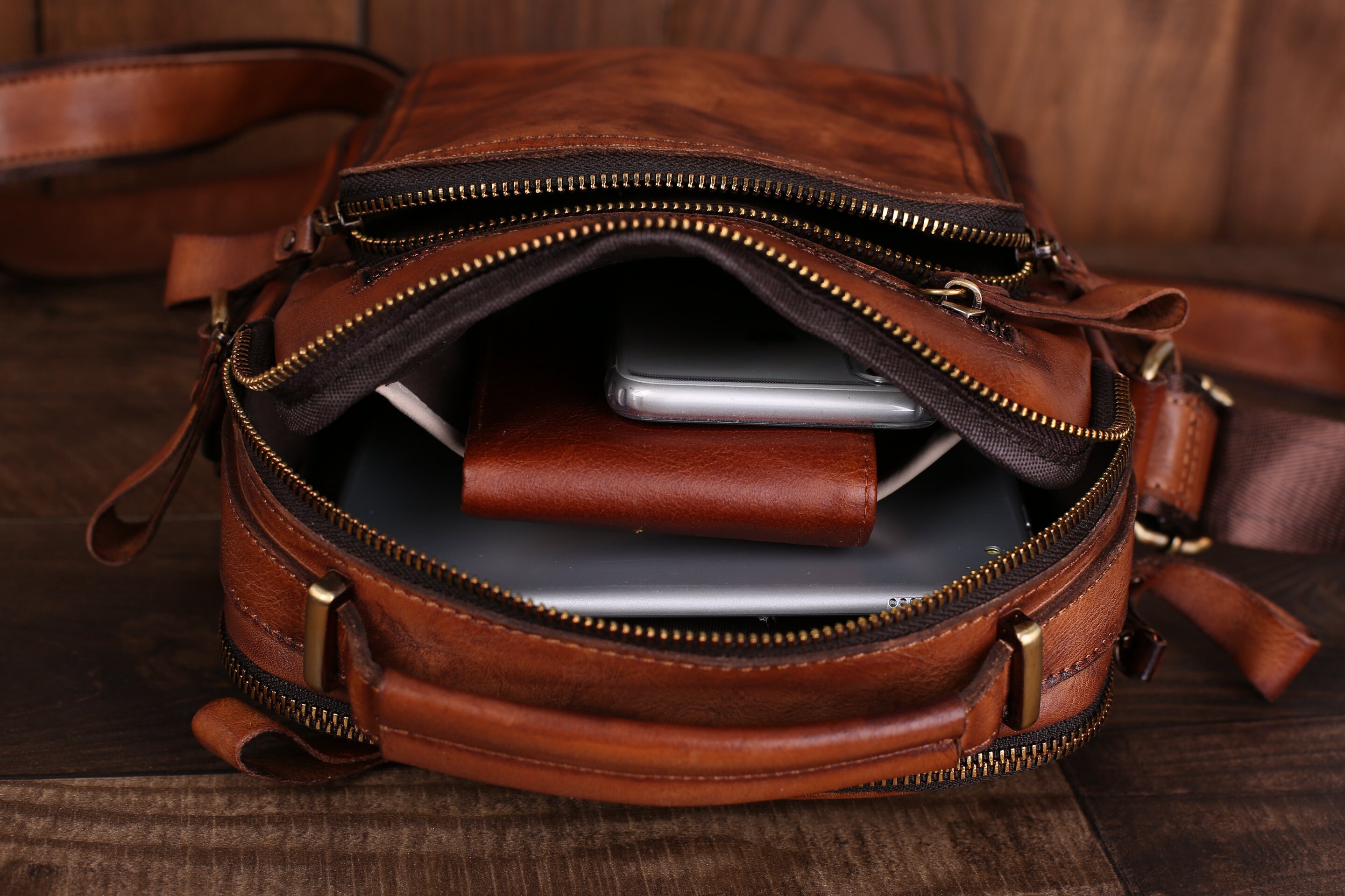 Leather Messenger Bag for Men Full Grain Leather Crossbody Bag - Etsy
