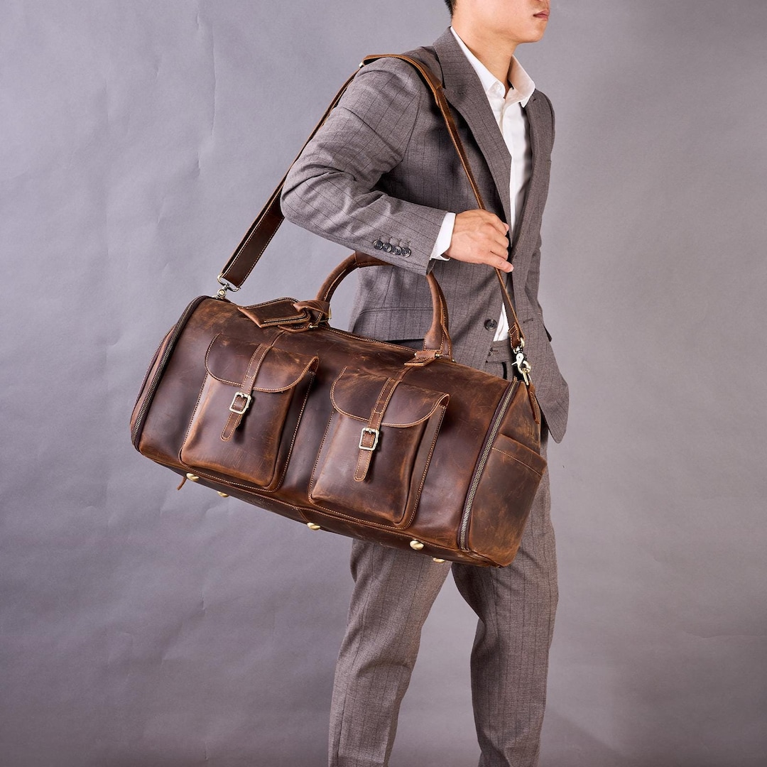 Personalized Leather Garment Bag Travel Suit Bag for Men,holdall for ...