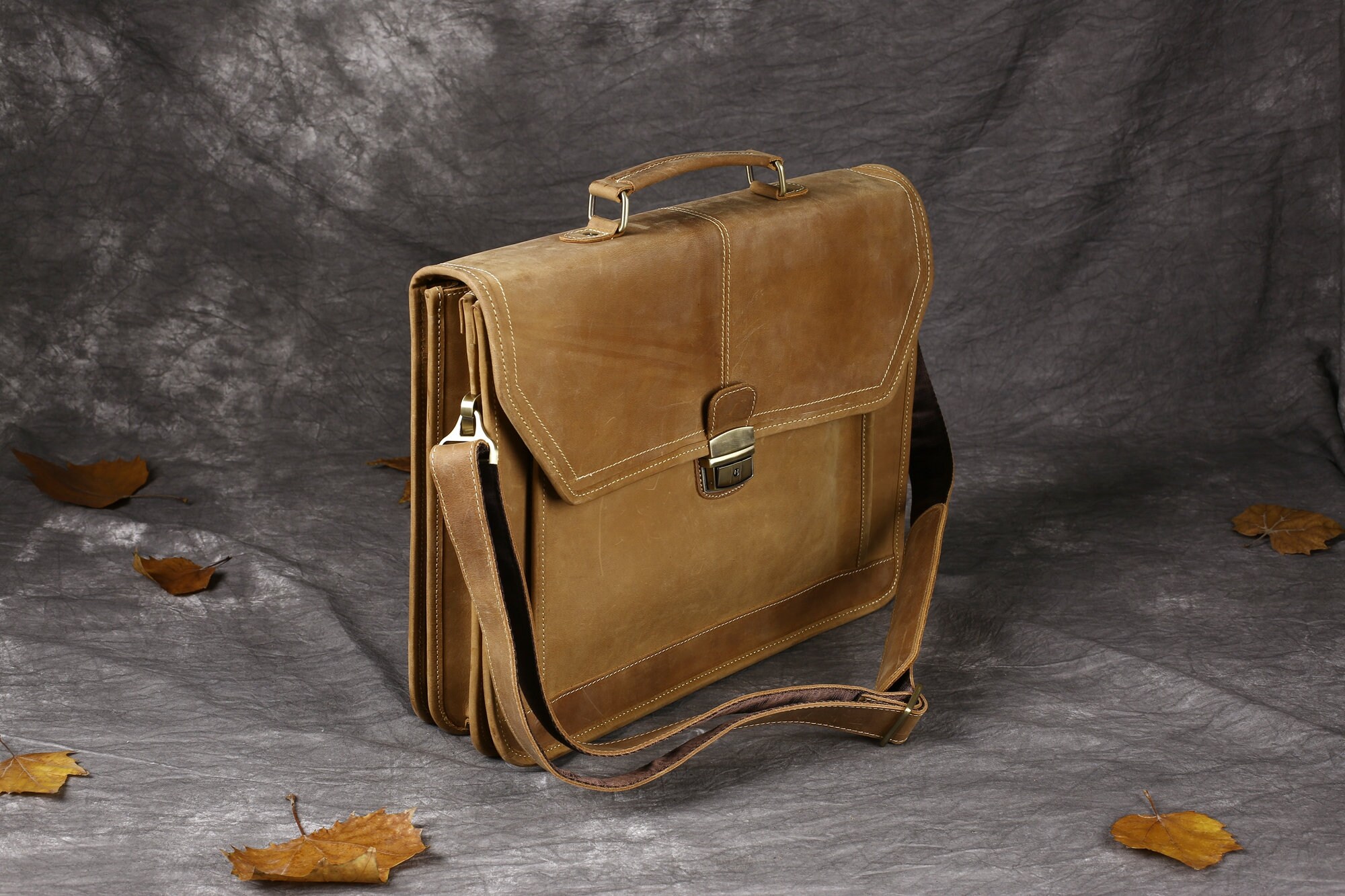 Full Grain Leather Briefcase Personalized Leather Briefcase - Etsy