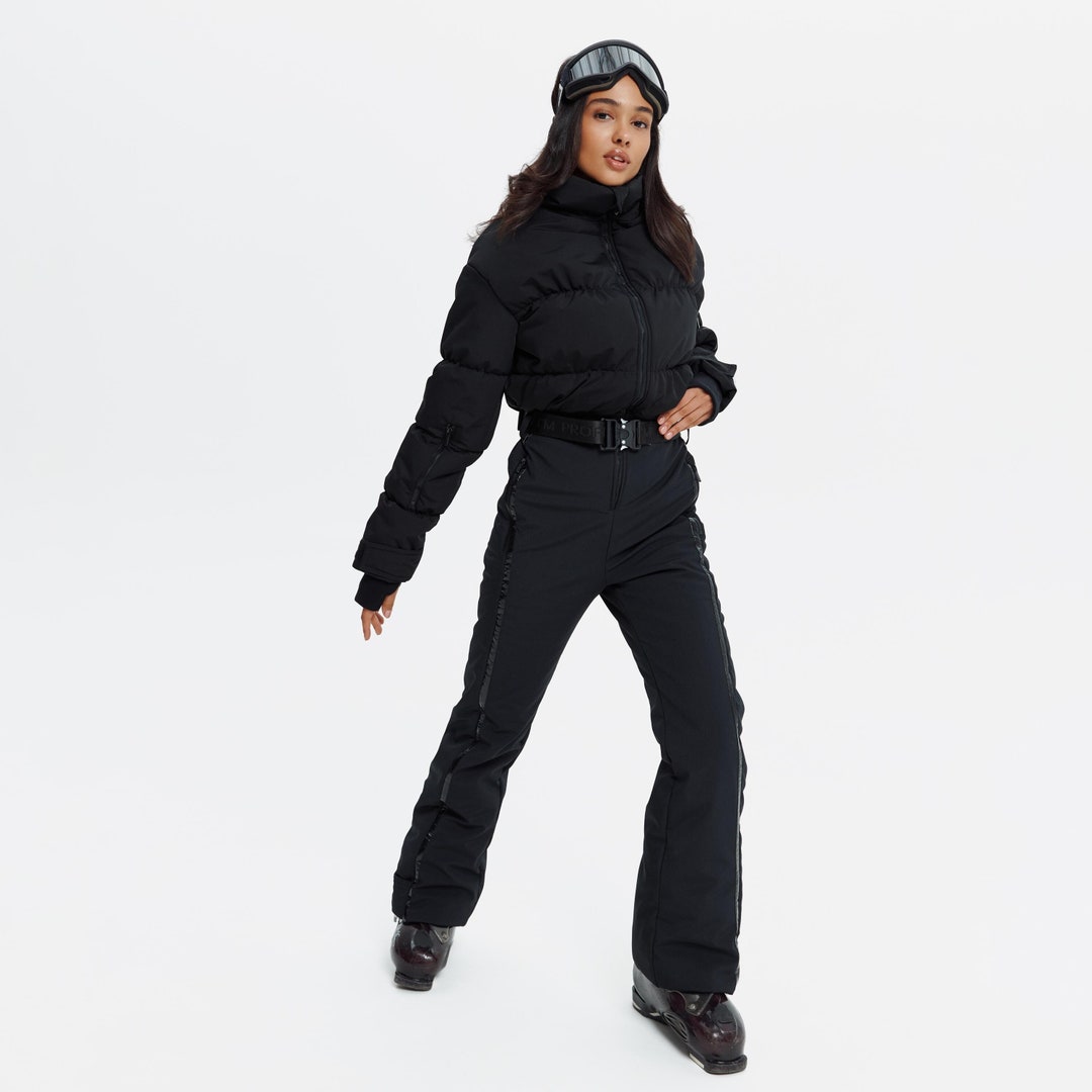 Womens Snowsuit Black Ski Jumpsuit Warm Winter Jumpsuit Winter ...