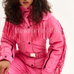 Pink Ski Suit for Women Fringed One Piece Snowsuit Women's - Etsy