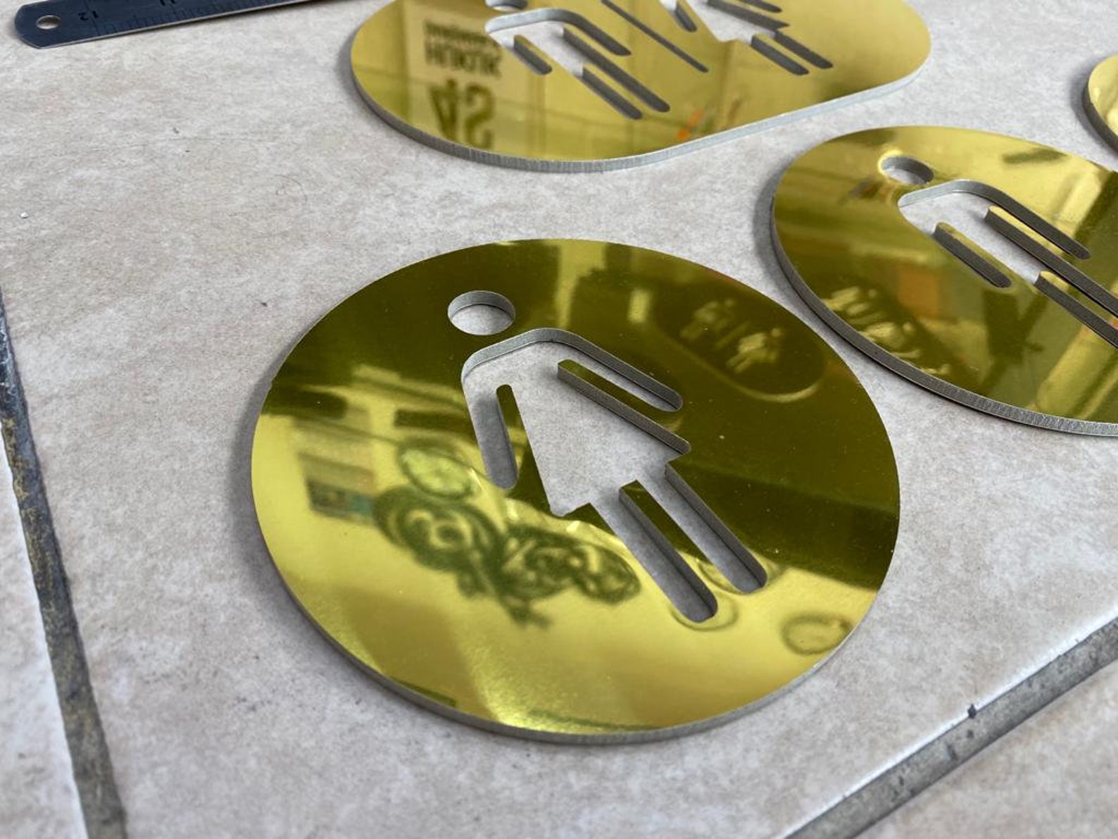 Restroom Door Sign Laser Cut Metal Male Female and - Etsy