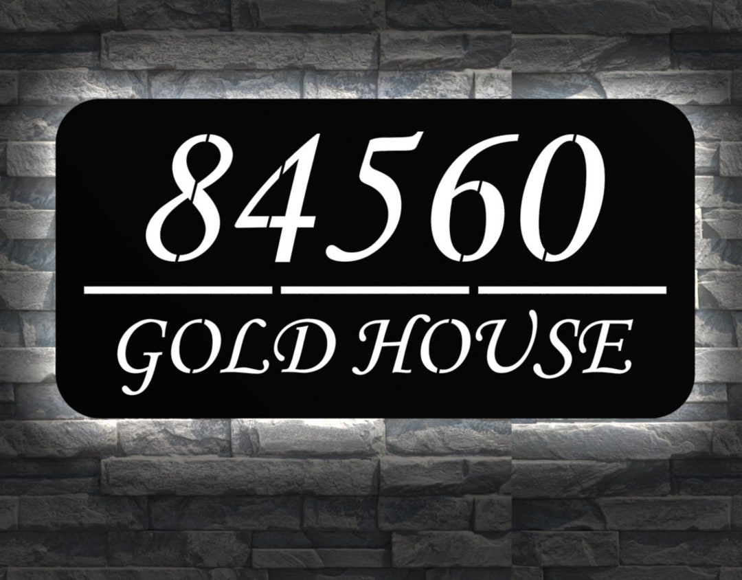 Custom Addres Sign, LED House Number Sign, Address Plaque Metal, Door ...