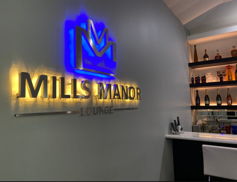 Custom Led Illuminated Logo Sign Brushed Metal Logo 3D | Etsy