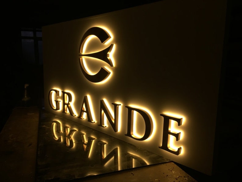 Custom Halo Led Illuminated Logo Sign Brushed Metal Logo 3D - Etsy