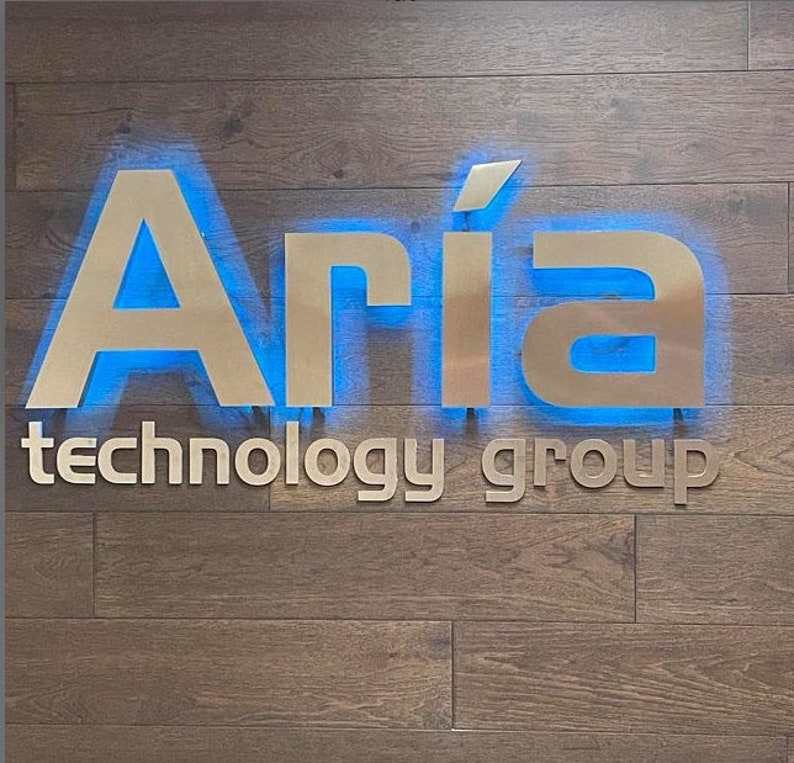 Custom Halo Led Illuminated Logo Sign Brushed Metal Logo 3D - Etsy