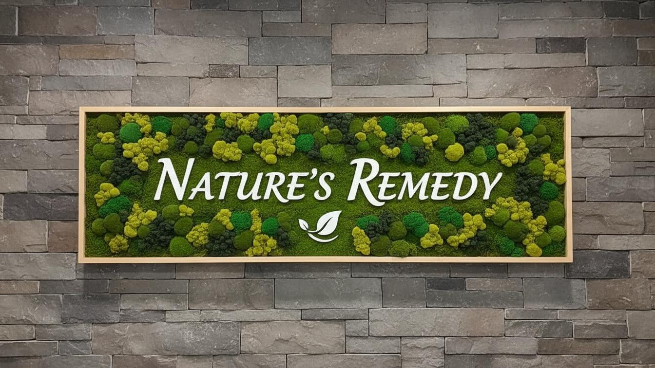 Real Moss Logo Sign, Custom Moss Logo Sign, Business Moss Sign ...