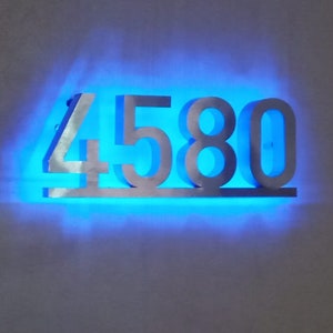 Custom Address Sign, House Number LED Sign, Address Plaque Brushed ...