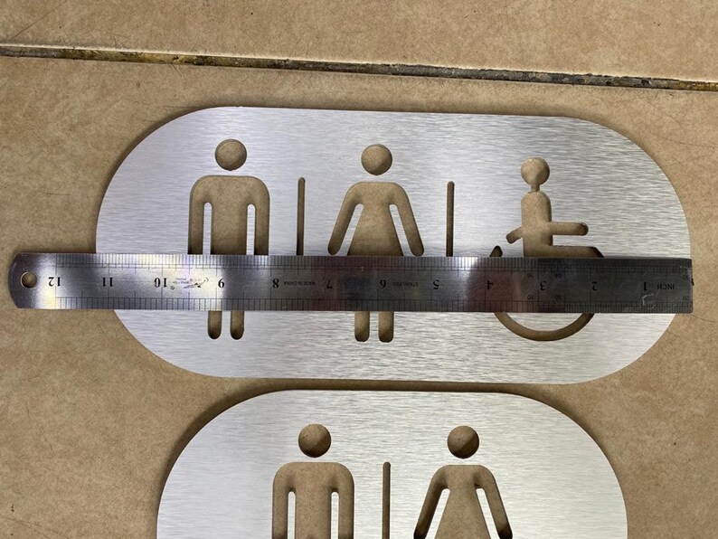 Restroom Door Sign Laser Cut Metal Male Female And | Etsy