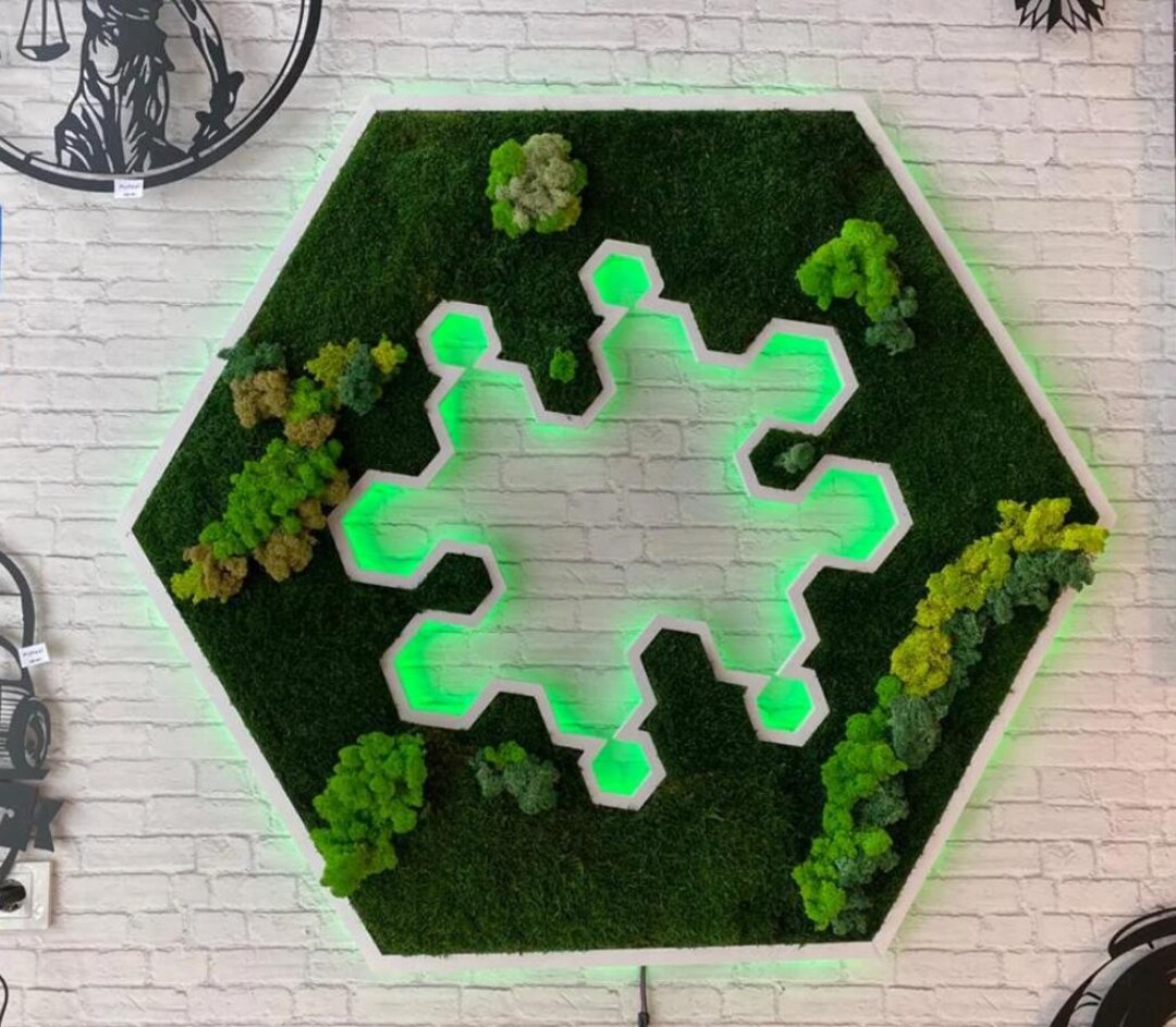 Real Moss Business Sign, Custom Logo Moss Sign, Custom Moss LED Light ...