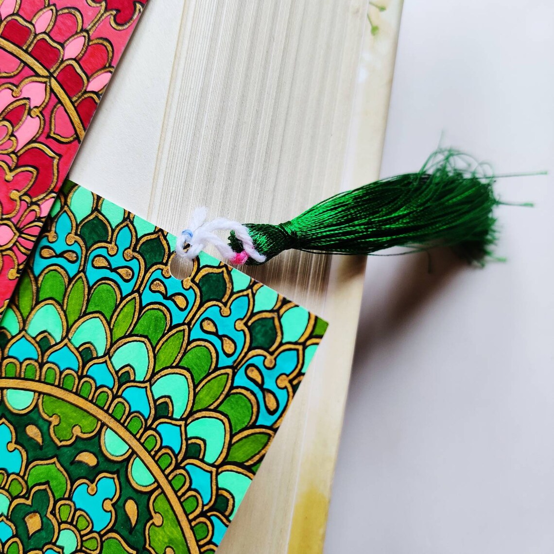 Handmade Mandala Bookmarks, Colorful Mandala Bookmarks, Booklover Gift ...