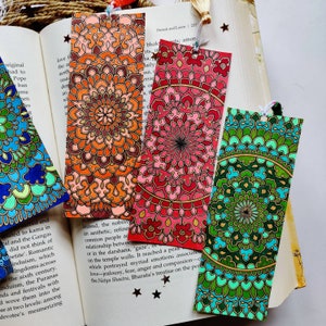 Handmade Mandala Bookmarks, Colorful Mandala Bookmarks, Booklover Gift ...