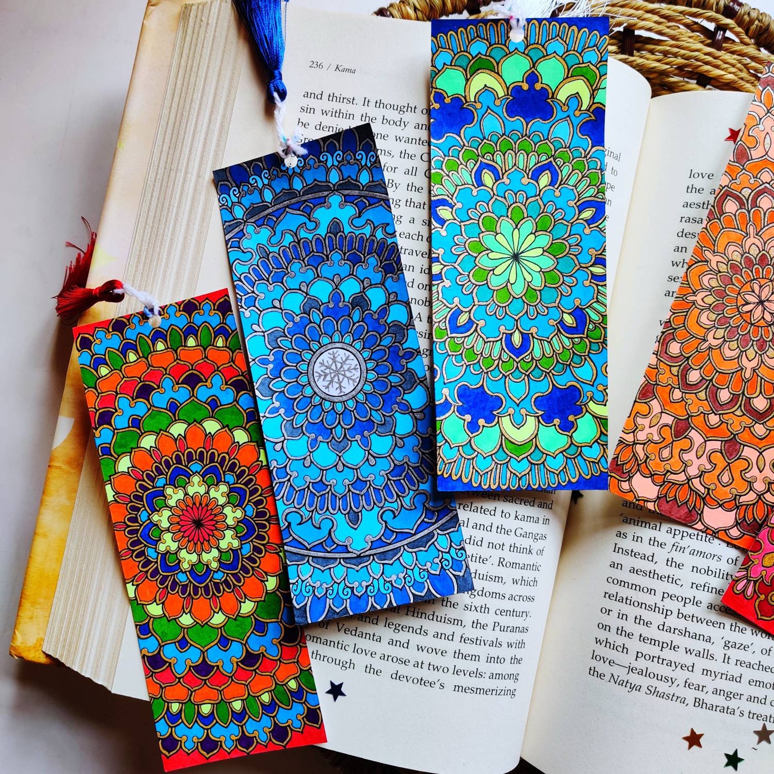 Handmade Mandala Bookmarks, Colorful Mandala Bookmarks, Booklover Gift ...