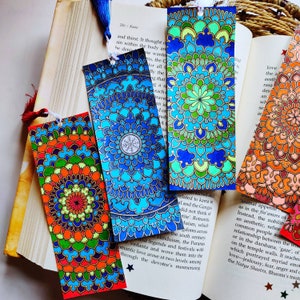 Handmade Mandala Bookmarks, Colorful Mandala Bookmarks, Booklover Gift ...