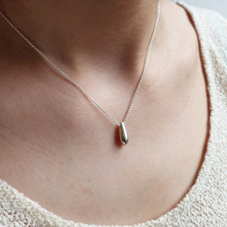 Silver Teardrop Necklace Sterling Silver Necklace Silver Teardrop ...