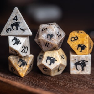 Dnd Dice Set Coral Fossil Polyhedral Dice Set Gemstone Set Dungeons and ...