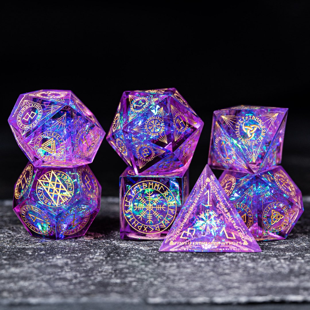 Full Set Handmade Resin Sharp Edge Dice Polyhedral Dice Set Set ...