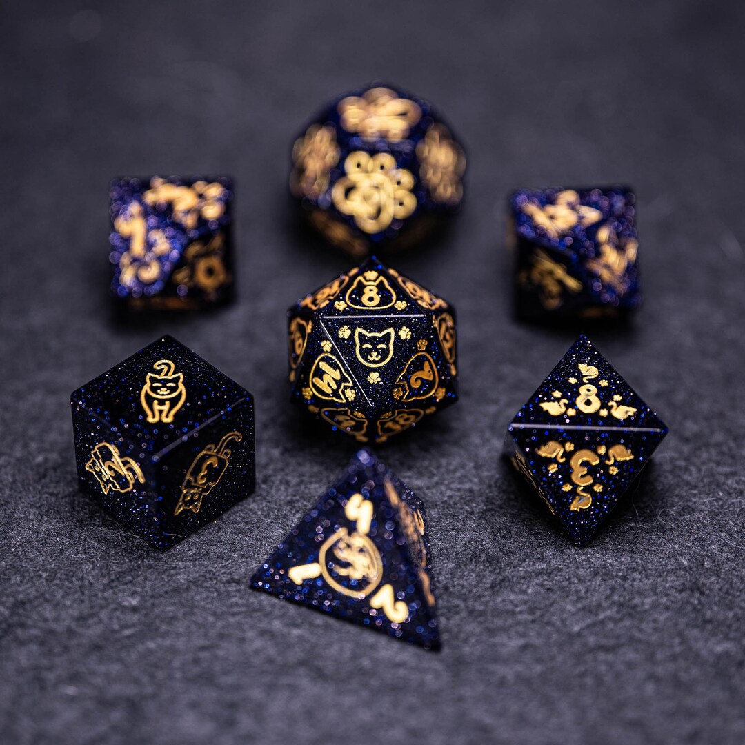 Dnd Dice Set Blue Sandstone Polyhedral Dice Set Gemstone Set - Etsy UK