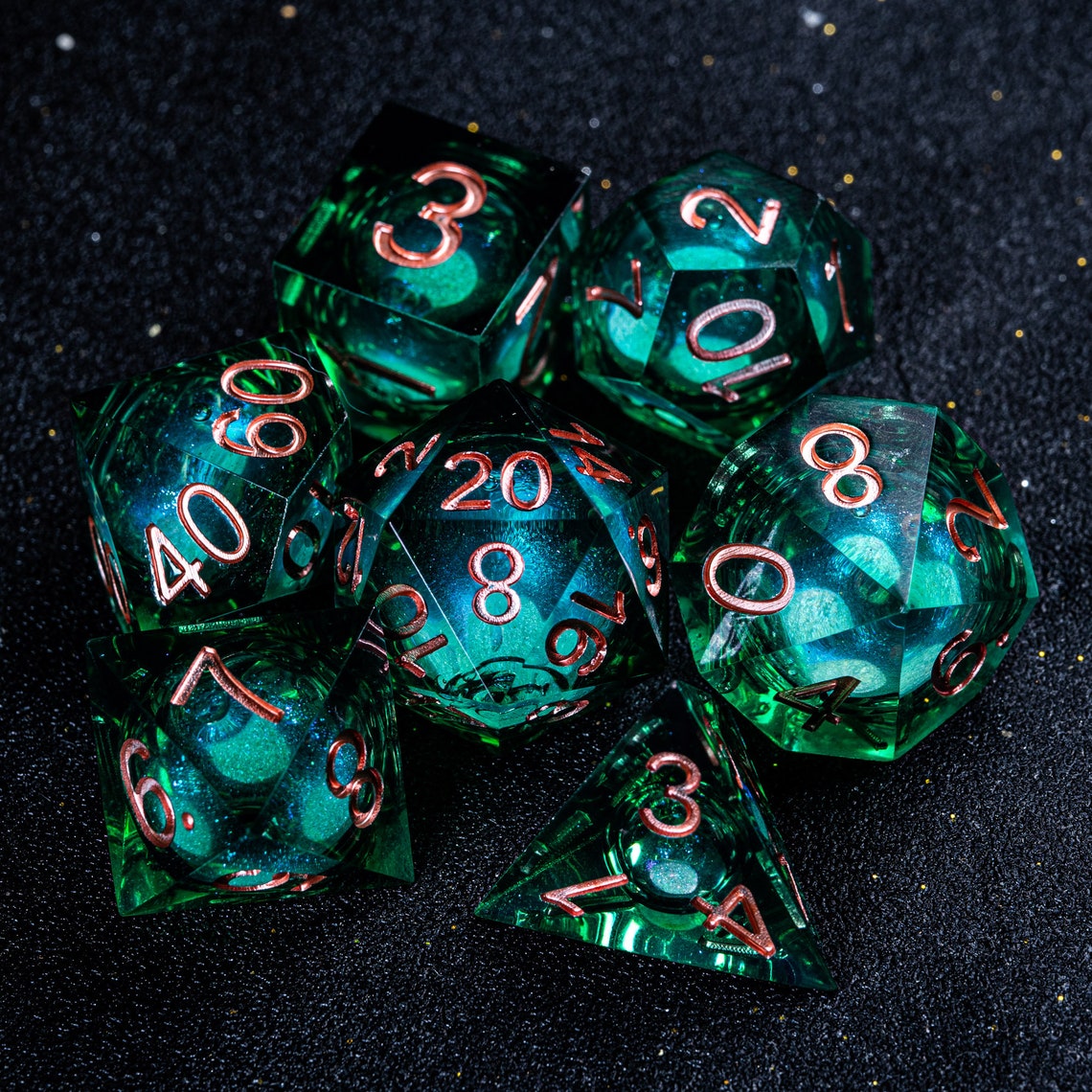 Full Set Handmade Resin Sharp Edge Dice Polyhedral Dice Set - Etsy UK