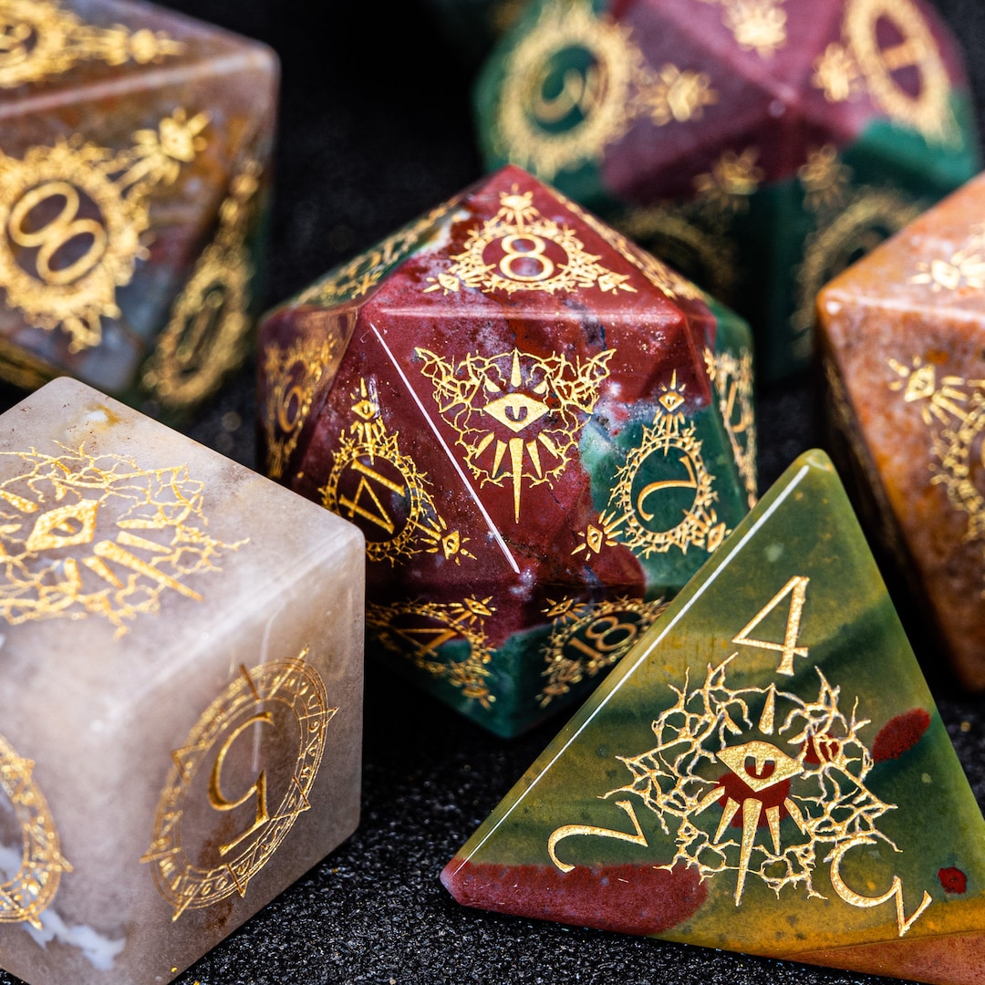 Dnd Dice Set Indian Agate Polyhedral Dice Set Set Dungeons and Dragons ...