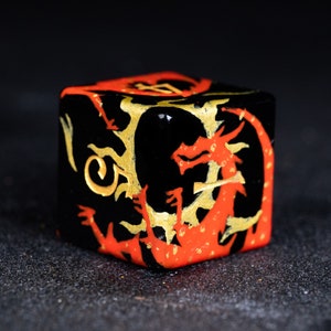 Dragon Hand-painted Dice Set Dnd Dice Set Obsidian Polyhedral Dice Set ...
