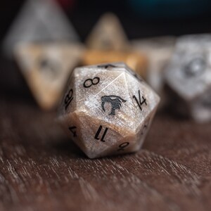 Dnd Dice Set Coral Fossil Polyhedral Dice Set Gemstone Set Dungeons and ...