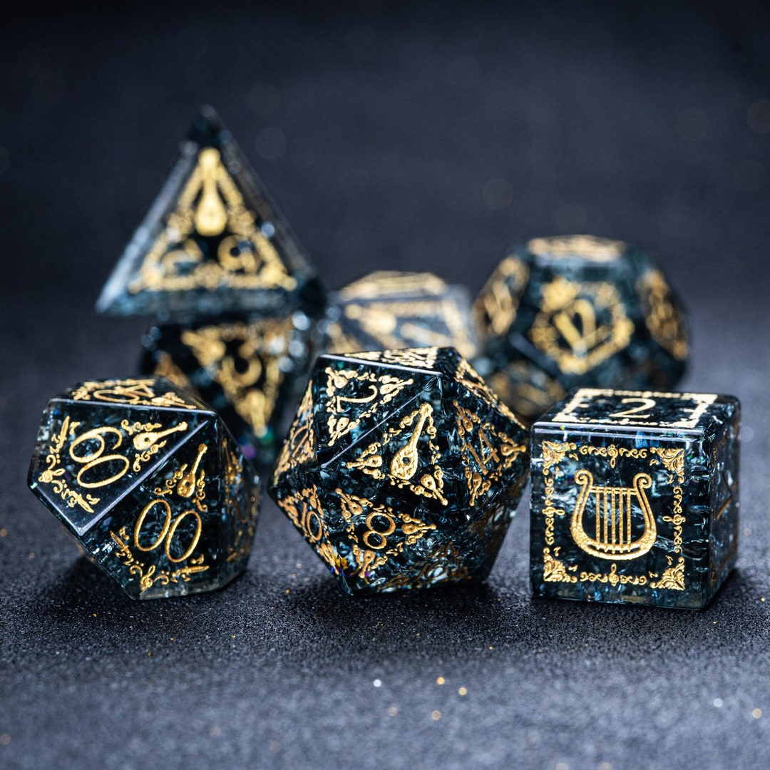 Dnd Dice Set Blast Blue Glass Polyhedral Dice Set Set Bard Style ...