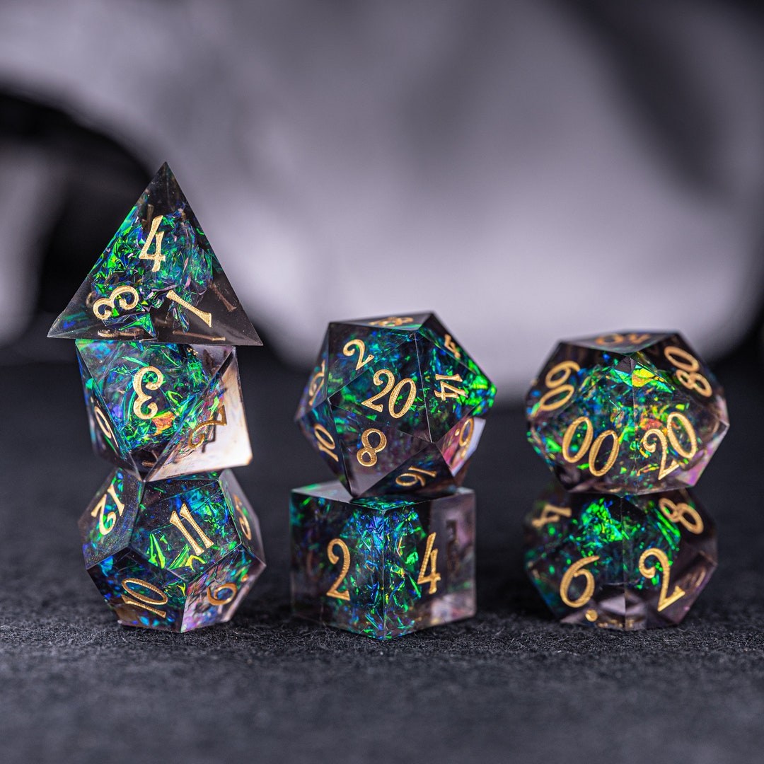 Full Set Handmade Resin Sharp Edge Dice Polyhedral Dice Set - Etsy