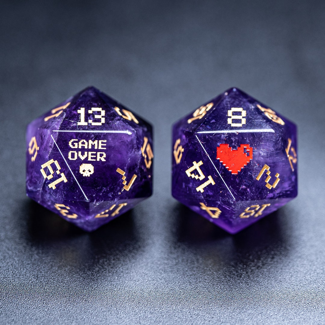 Dnd Dice Set Amethyst Polyhedral Dice Set Set Dungeons and Dragons, RPG ...