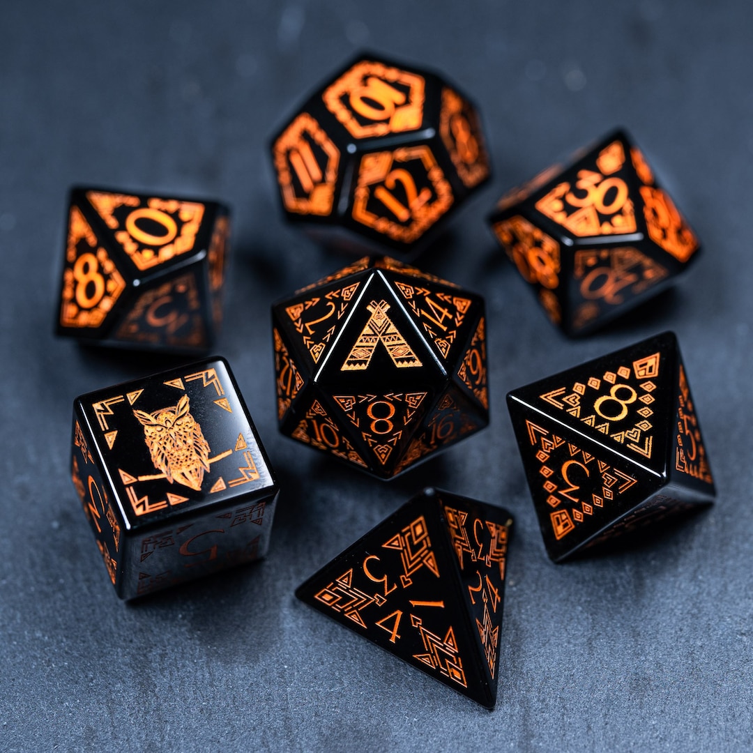 Dnd Dice Set Obsidian Polyhedral Dice Set Set Dungeons and Dragons, RPG ...