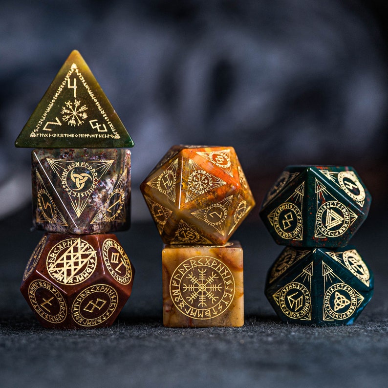 Full Set Indian Agate Polyhedral Dice Set Dnd Dice Set | Etsy