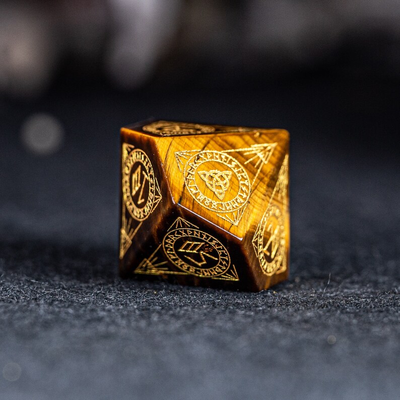 Full Set Tiger's Eyes Polyhedral Dice Set Dnd Dice Set - Etsy