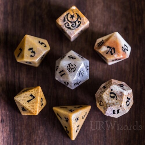 Coral Fossil Gemstone Polyhedral Dice Set: Hand Carved With - Etsy