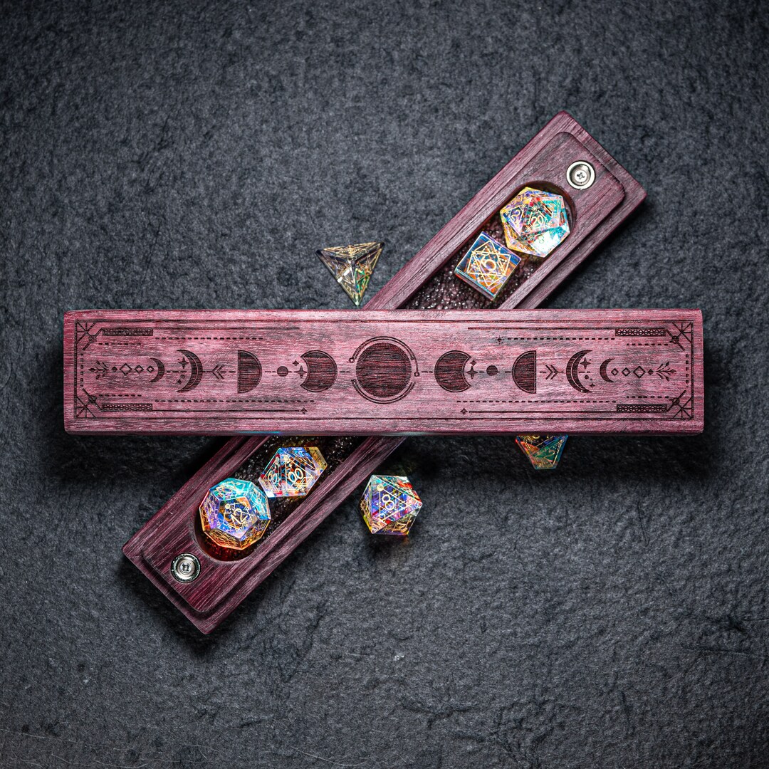 Engraved Purpleheart D&D Gaming Dice Box Set Gift Box Wood Box ...