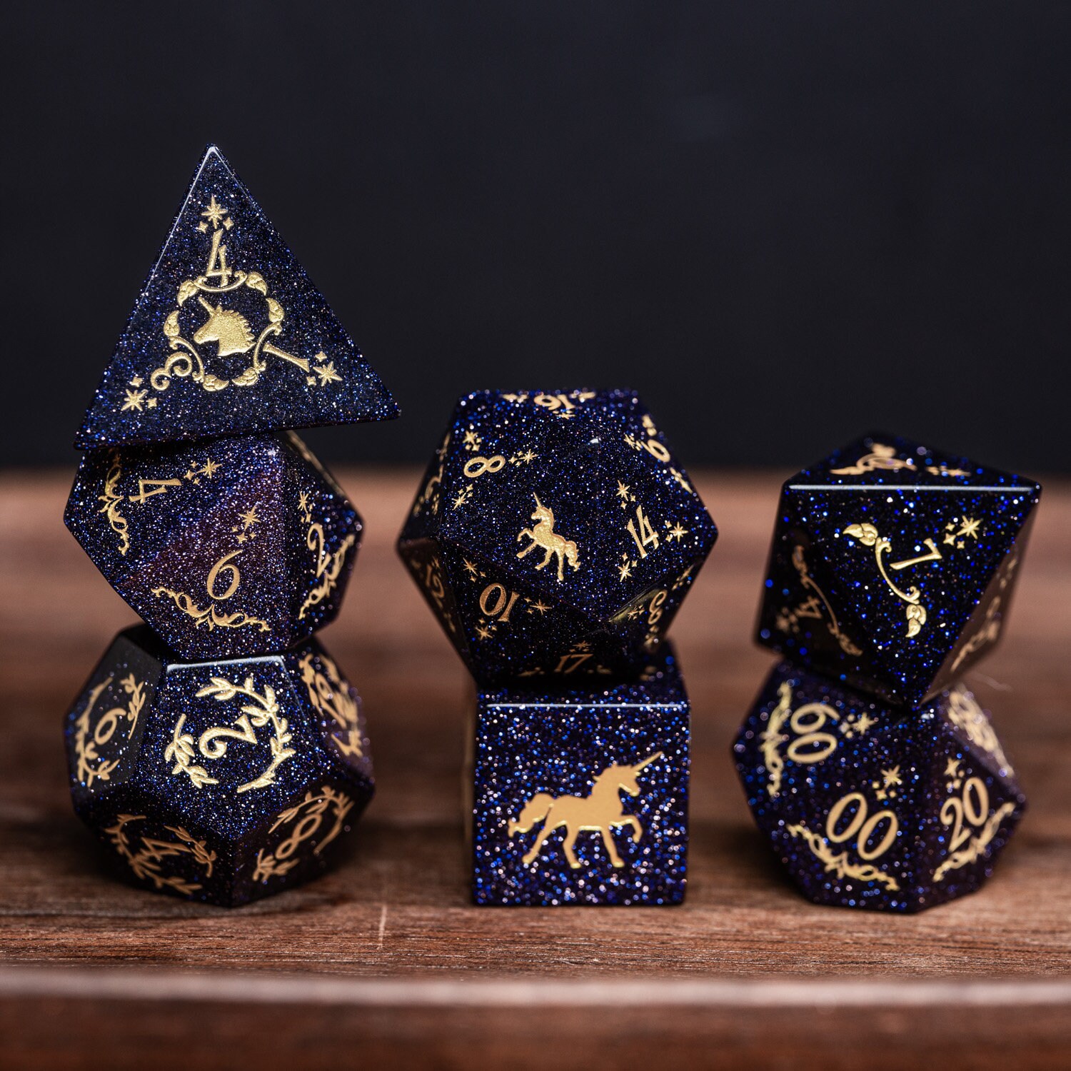 Full Set Blue Sandstone Polyhedral Dice Set Set Dungeons and - Etsy