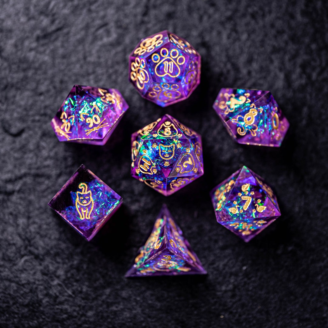 Dnd Dice Set Handmade Resin Sharp Edge Dice Polyhedral Dice Set Set ...