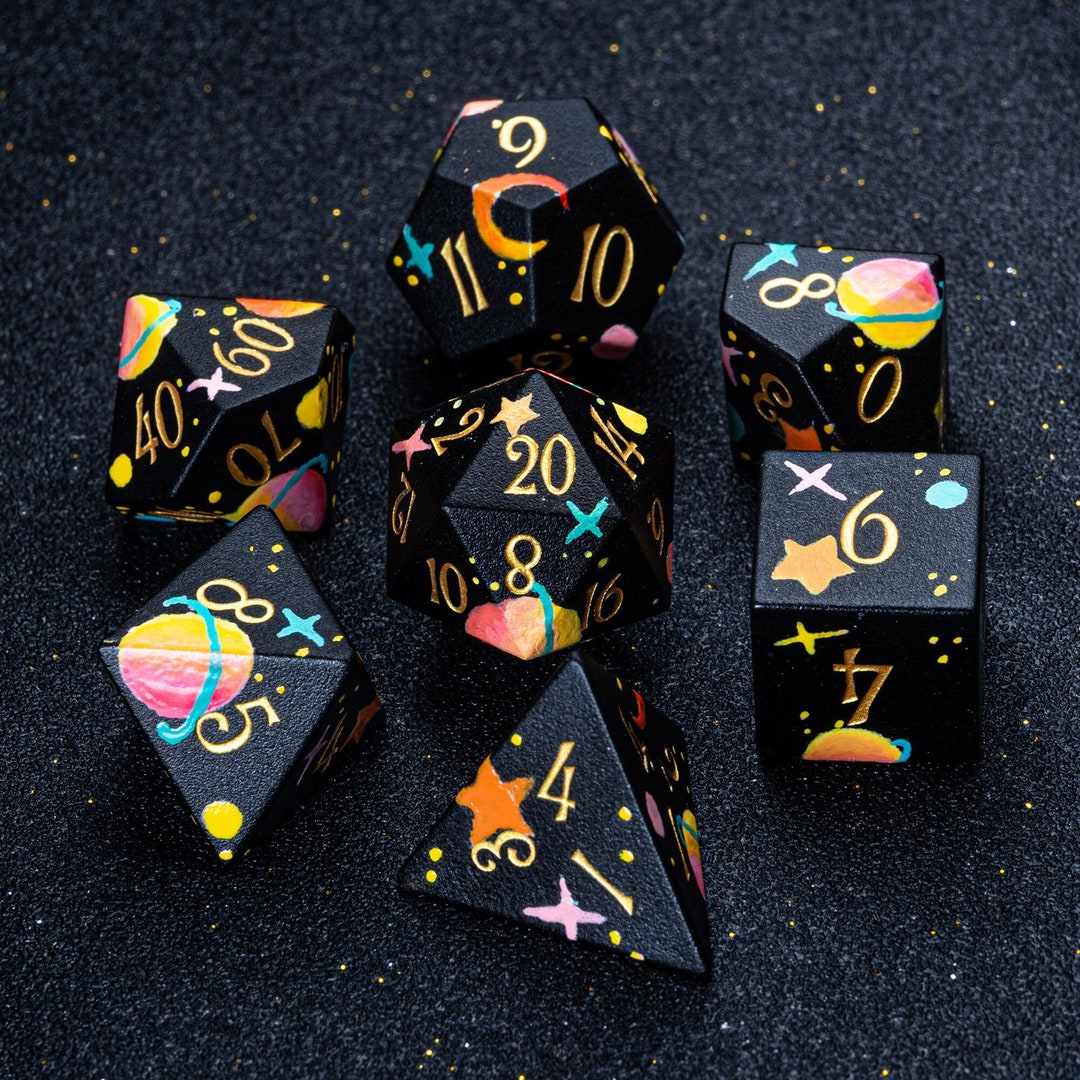 Cosmos/galaxy Frosted Hand-painted Dice Set Full Set Obsidian ...