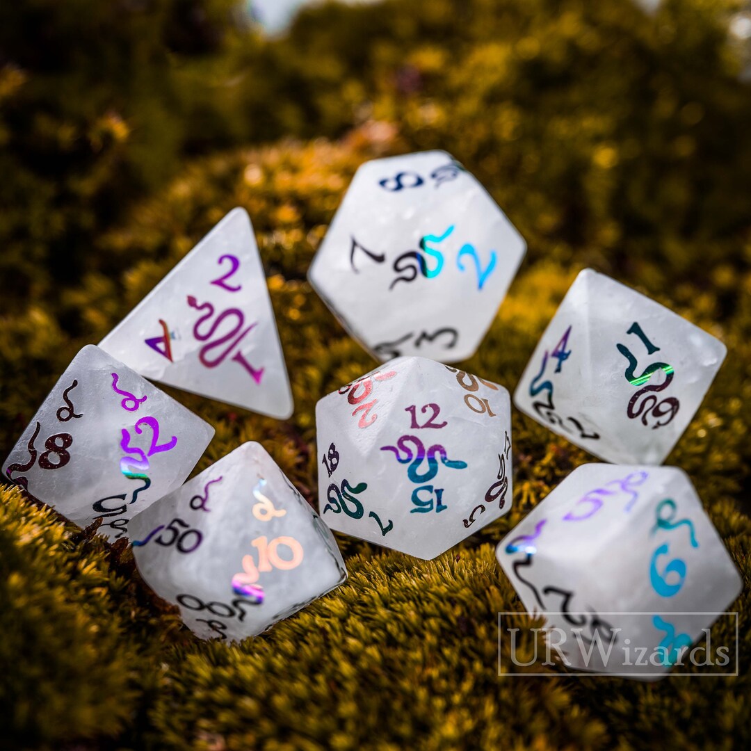 Dnd Dice Set Clear Quartz Set Raised Dice for Dungeons and Dragon, RPG ...