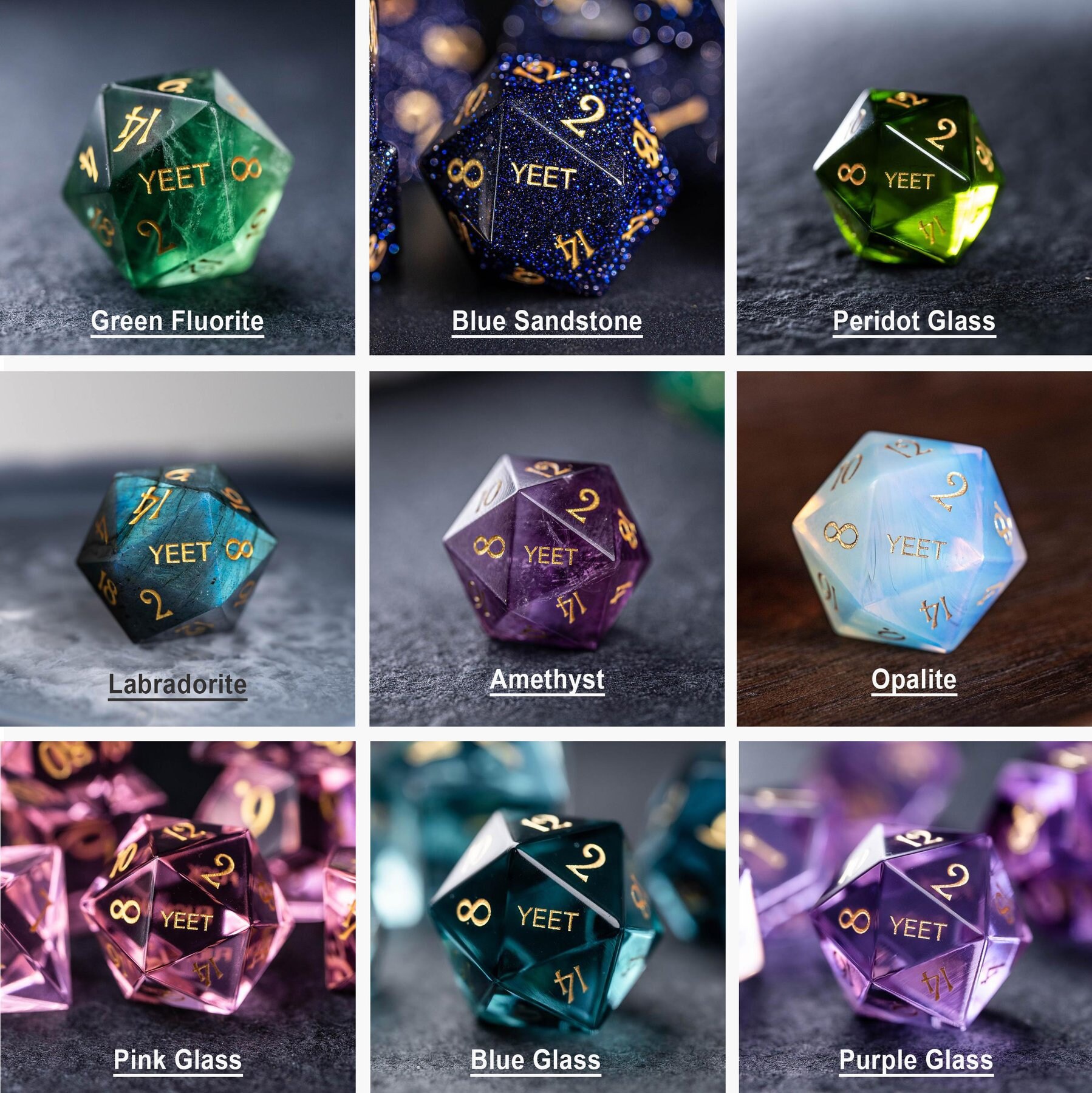 D20 Gemstone D20 Dice Yeet & Fck Style Dungeons and Dragons - Etsy