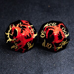 Dragon Hand-painted Dice Set Dnd Dice Set Obsidian Polyhedral Dice Set ...