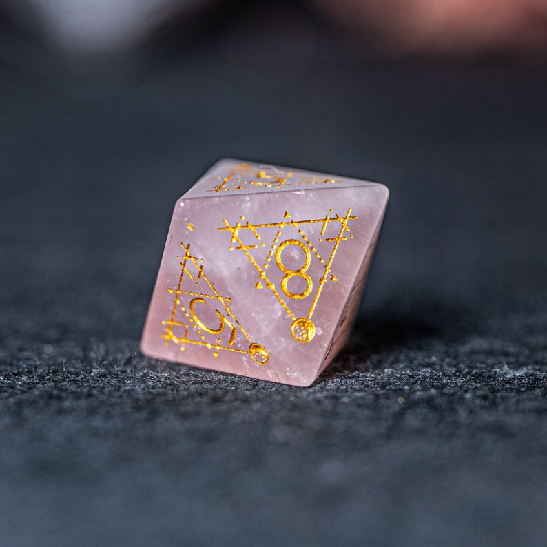 Full Set Rose Quartz Polyhedral Dice Set Dnd Dice Set - Etsy